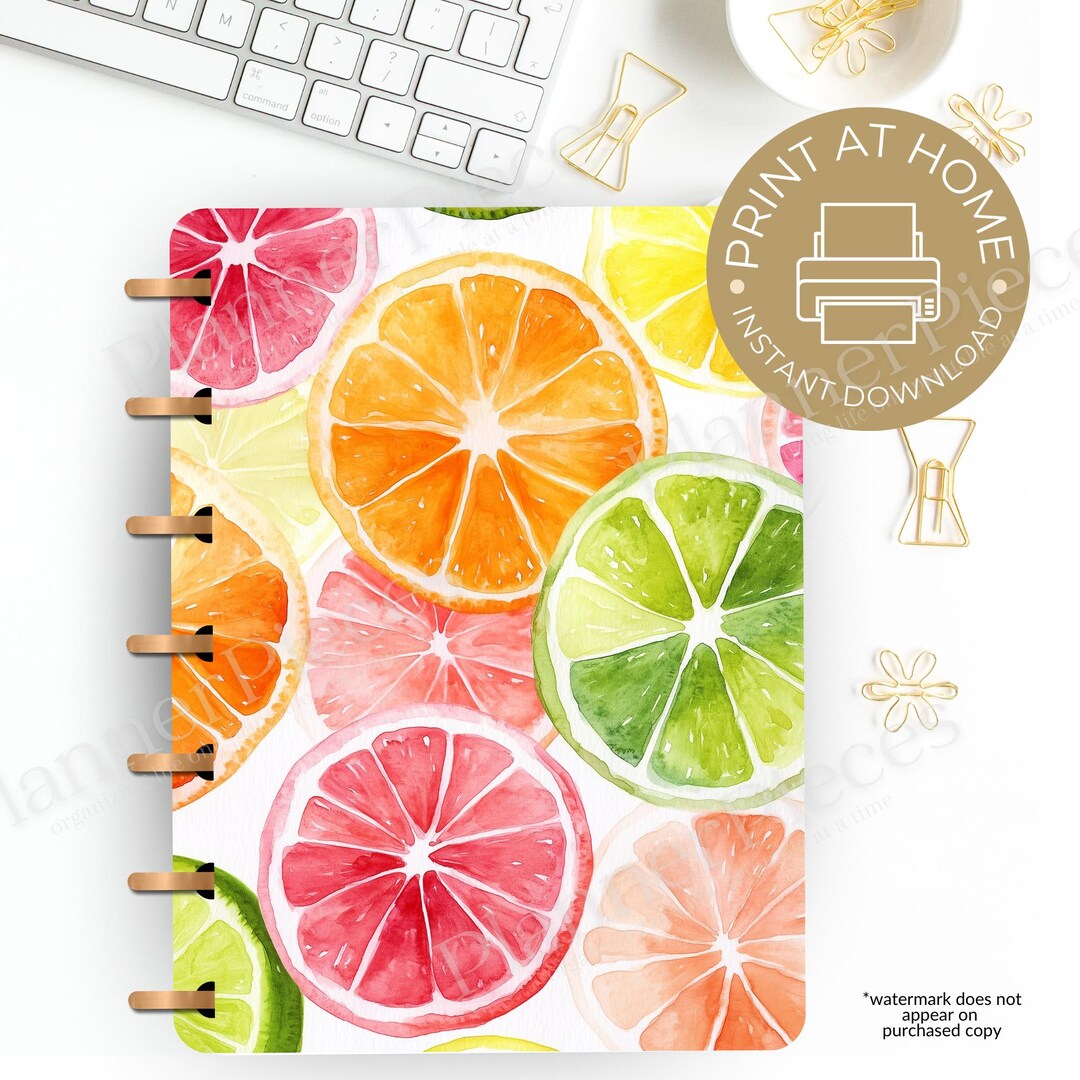 Citrus Fruit Planner Cover Printable, Planner Cover for Happy Planner ...
