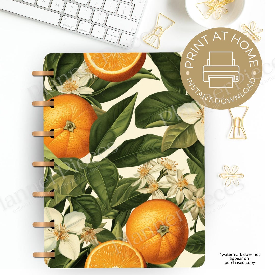 Orange Planner Cover Printable, Planner Cover for Happy Planner, Erin ...