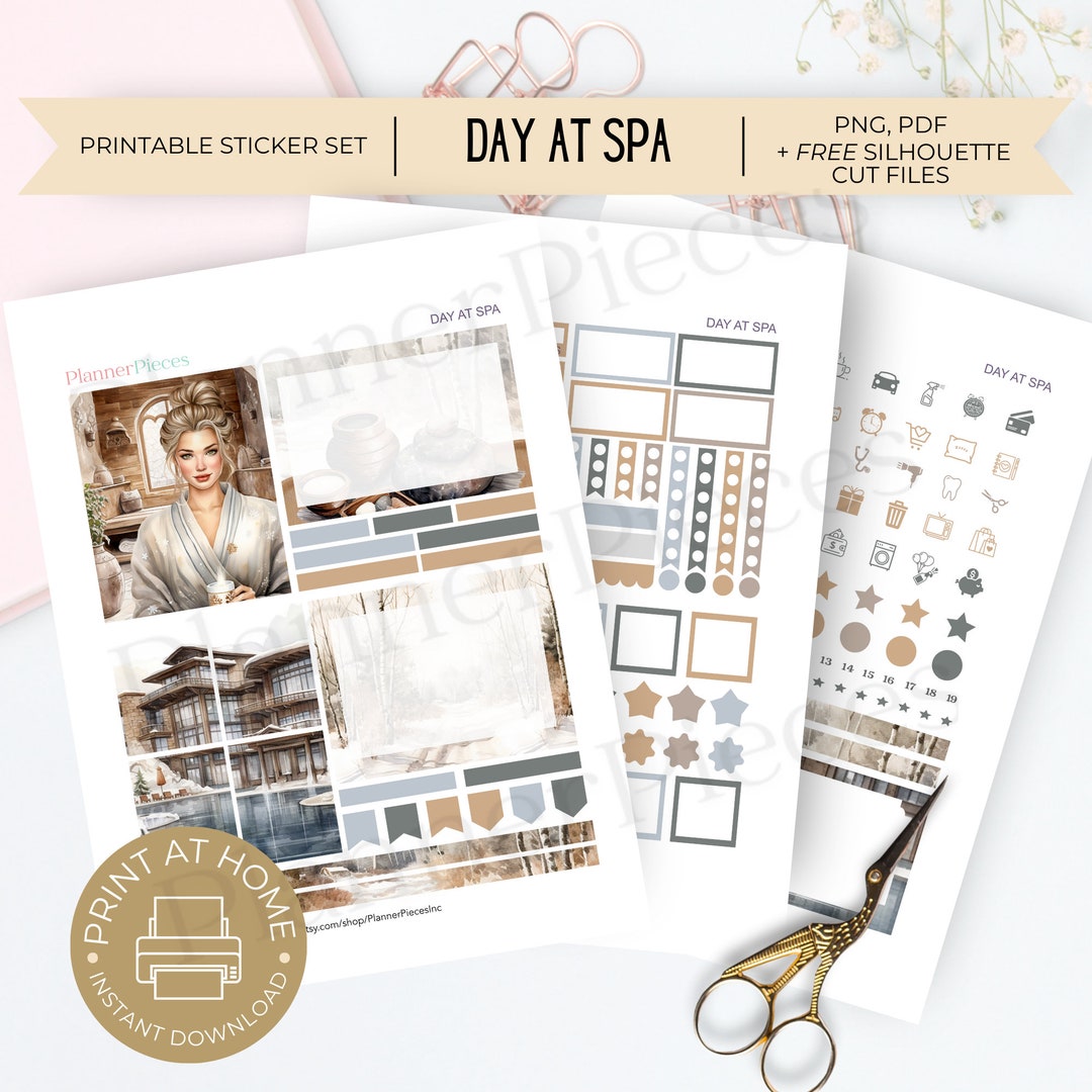 Winter Spa Printable Stickers, Printable Planner Sticker, Happy Planner ...