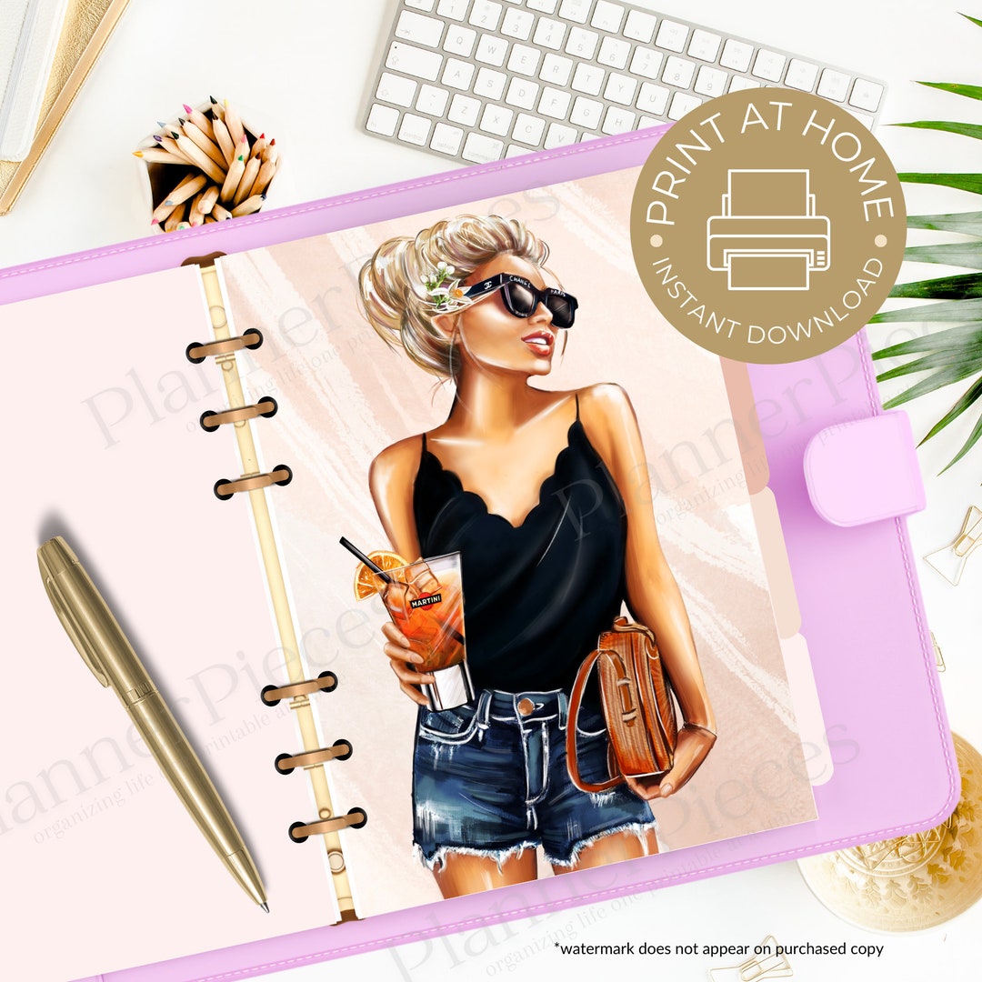 Summer Fashion Girl Planner Dashboard Printable, Planner Dashboard for ...
