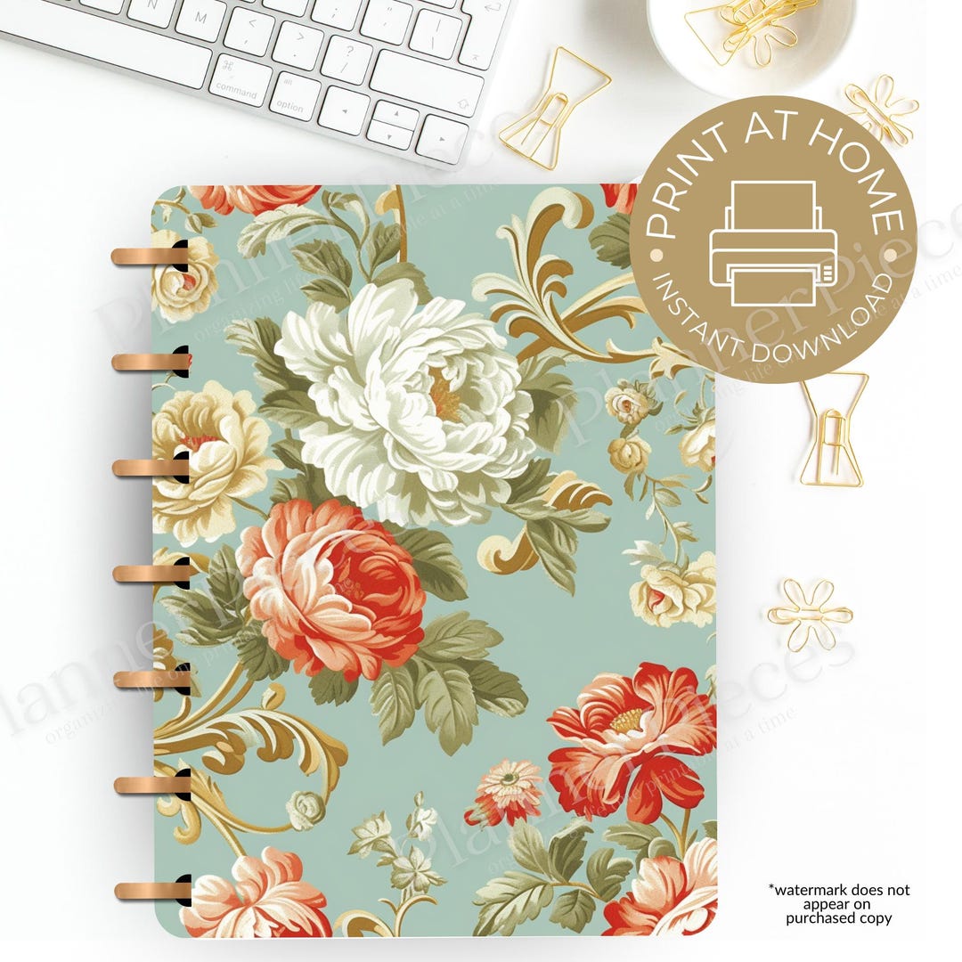 Flower Planner Cover Printable, Planner Cover for Happy Planner, Erin ...