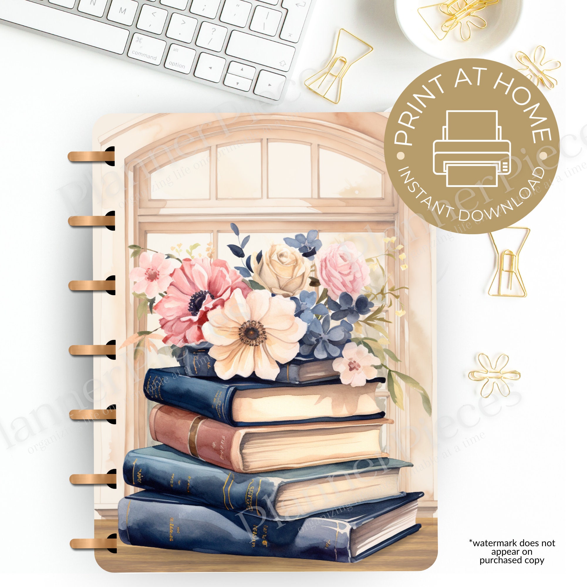 Book Planner Cover Printable, Planner Cover for Happy Planner, Erin ...