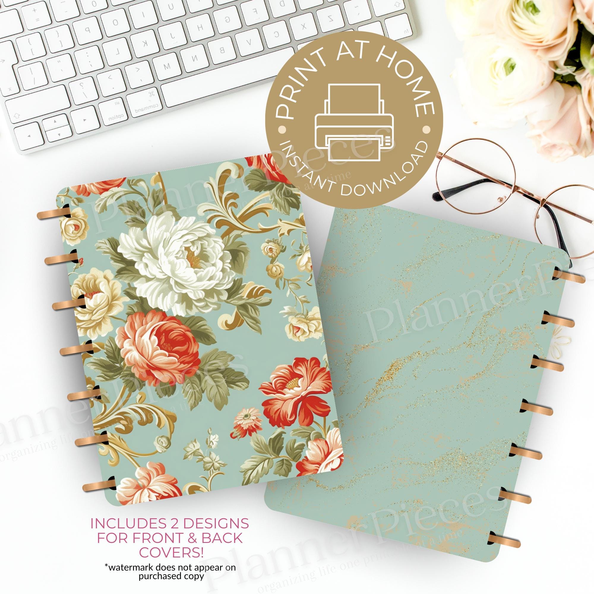 Flower Planner Cover Printable, Planner Cover for Happy Planner, Erin ...