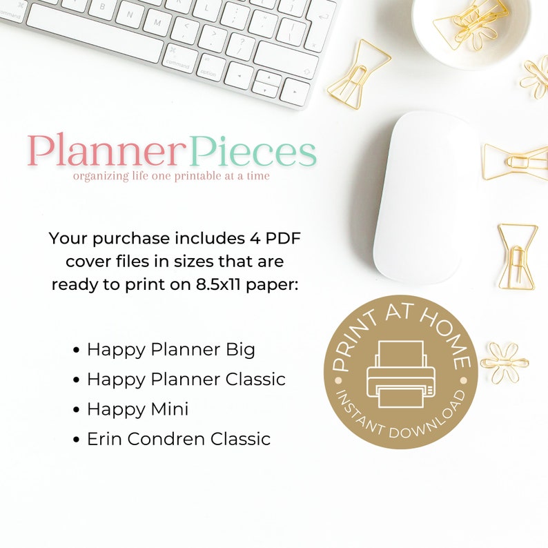 Flower Planner Cover Printable, Planner Cover for Happy Planner, Erin ...