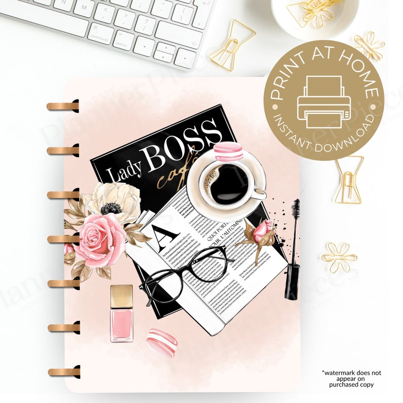 Lady Boss Planner Cover: Floral Coffee Design (digital Download) - Etsy