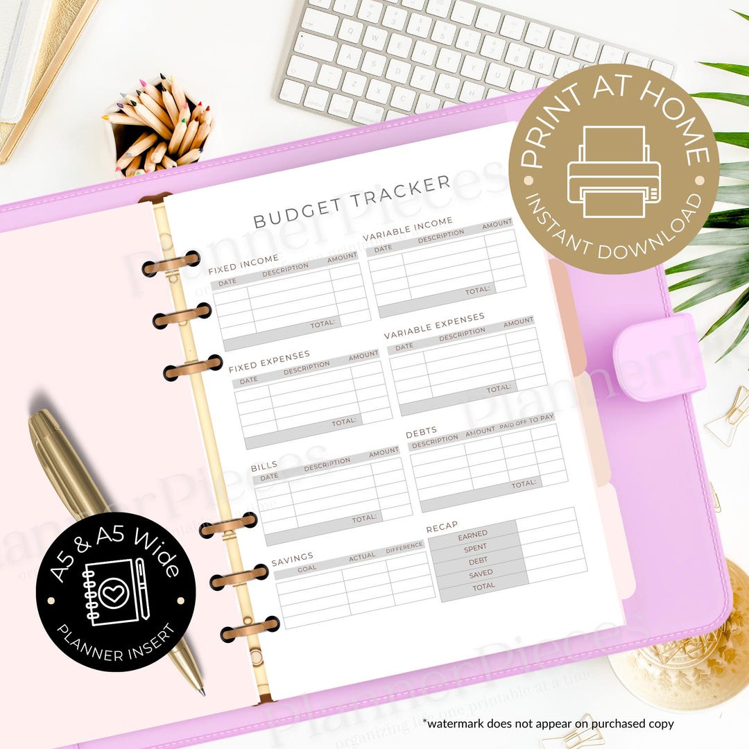 Budget Tracker Planner Printable, Planner Insert, Dashboard Printable ...