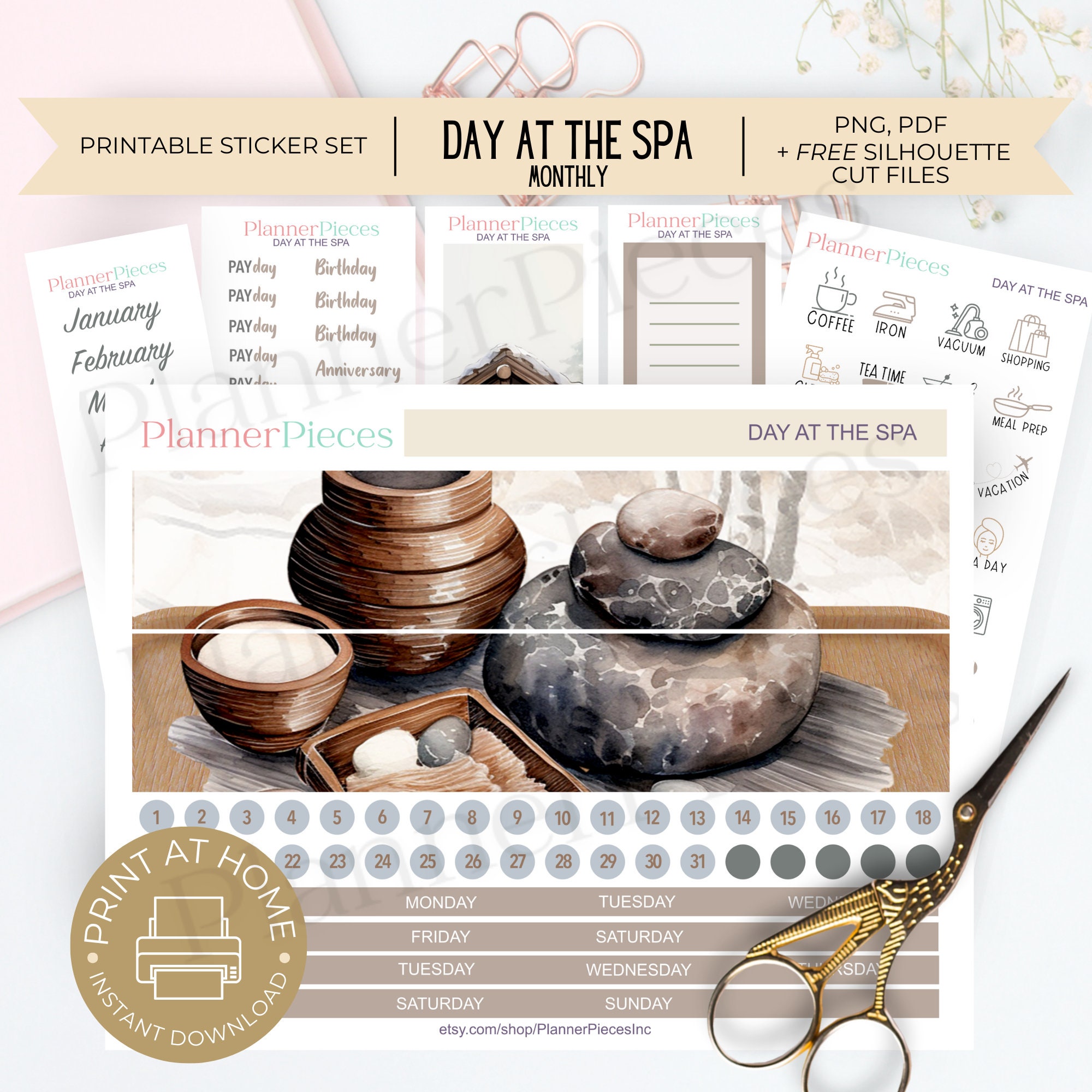 Spa Day Printable Stickers Printable Planner Sticker Happy - Etsy