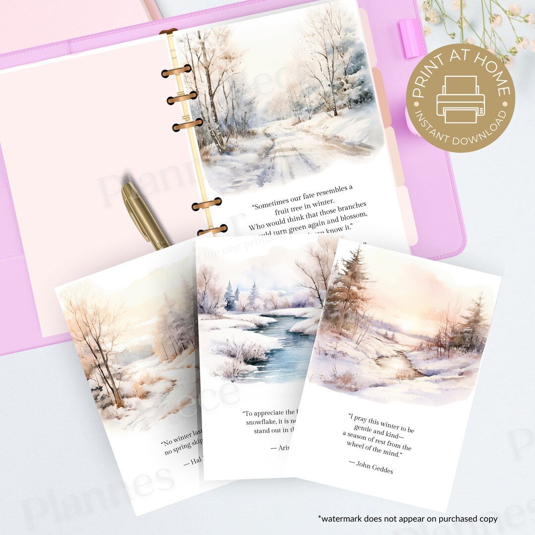Cozy Winter Inspirational Quote Dashboard Printable, Planner Printable ...