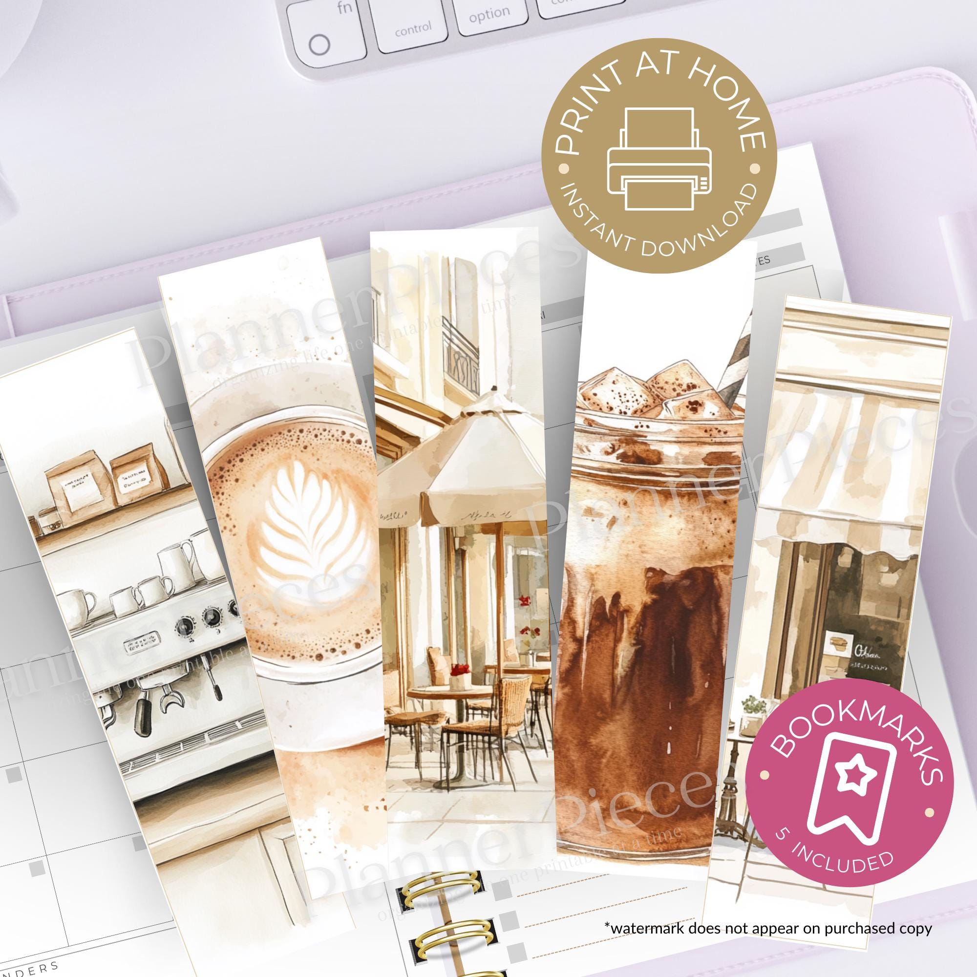 Cafe Coffee Bookmarks Planner Printable, Printable Bookmark, Bookmark ...