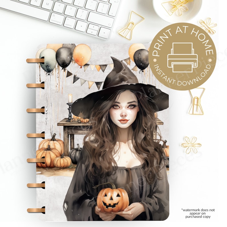 Witch Planner Cover Printable, Planner Cover for Happy Planner, Erin ...