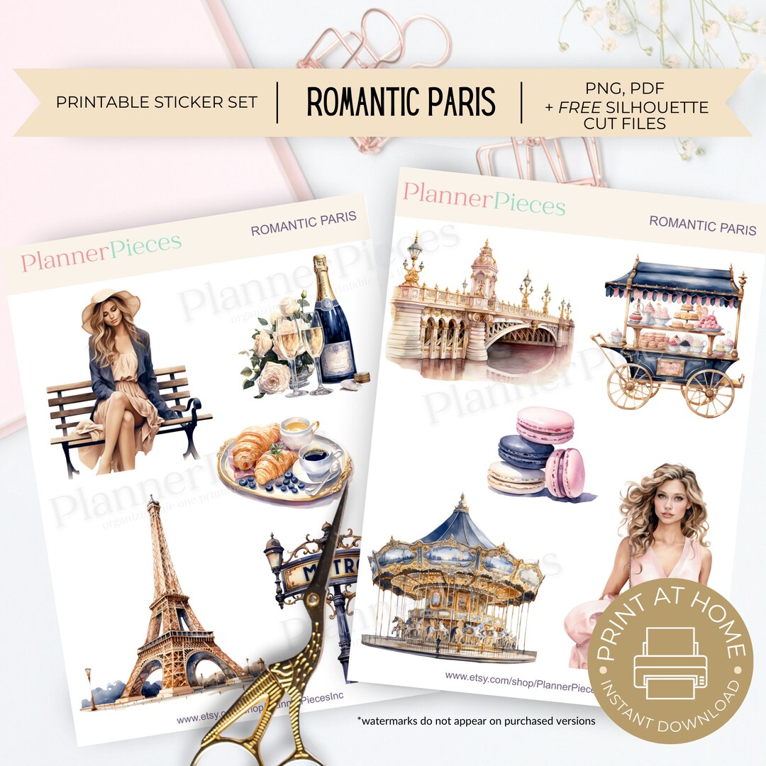 Paris Printable Stickers, Printable Planner Sticker, Happy Planner ...