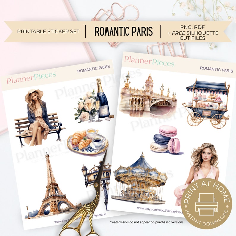 Paris Printable Stickers, Printable Planner Sticker, Happy Planner ...