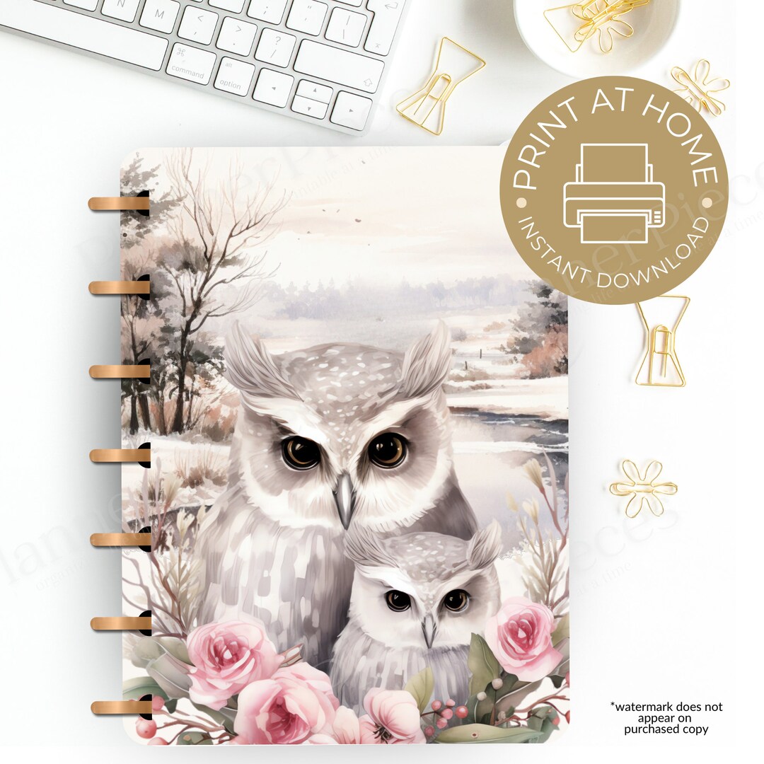 Owl Winter Planner Cover Printable, Christmas Planner Cover Happy ...