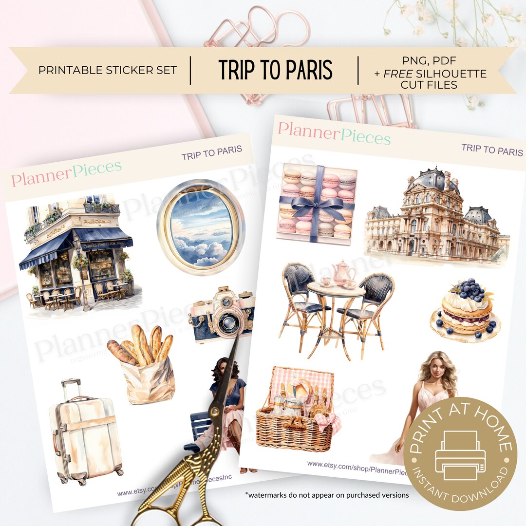 Paris Printable Stickers, Printable Planner Sticker, Happy Planner ...