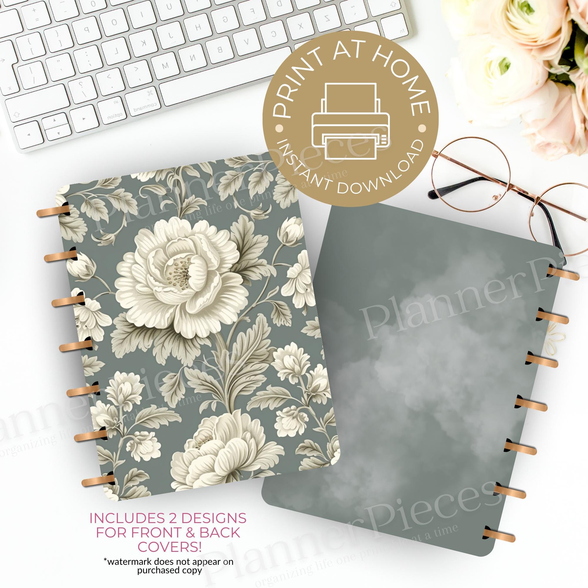 Flower Planner Cover Printable, Planner Cover for Happy Planner, Erin ...
