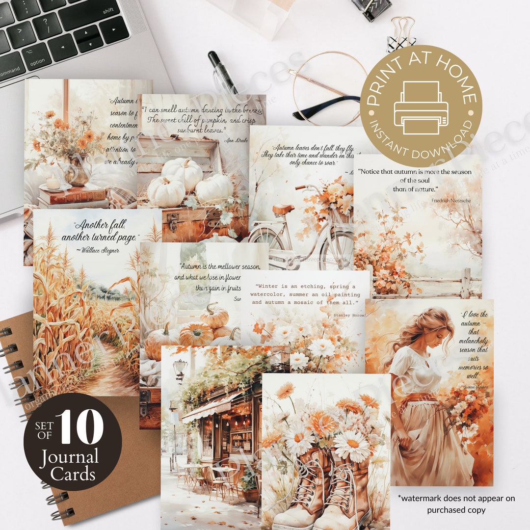 Autumn Fall Journal Cards, Journaling Cards, Printable Journal Cards ...
