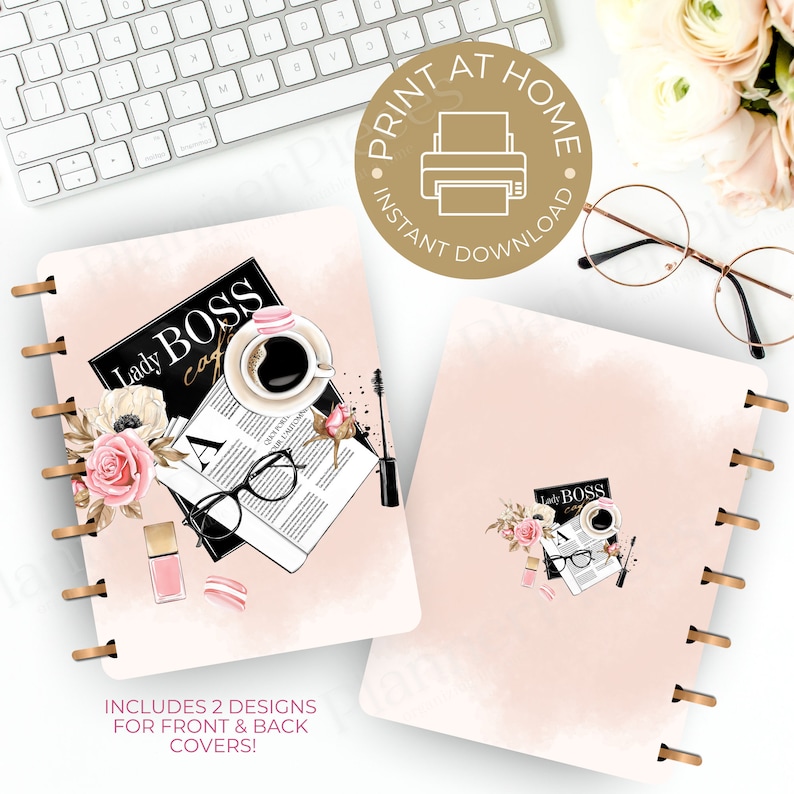 Lady Boss Planner Cover: Floral Coffee Design (digital Download) - Etsy