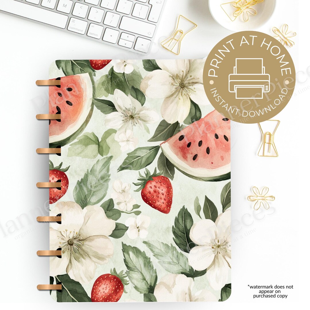 Strawberry Watermelon Fruit Planner Cover Printable, Planner Cover for ...