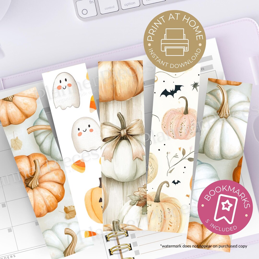 Halloween Bookmarks: Ghost, Pumpkin Planner Printables (PDF) - Etsy