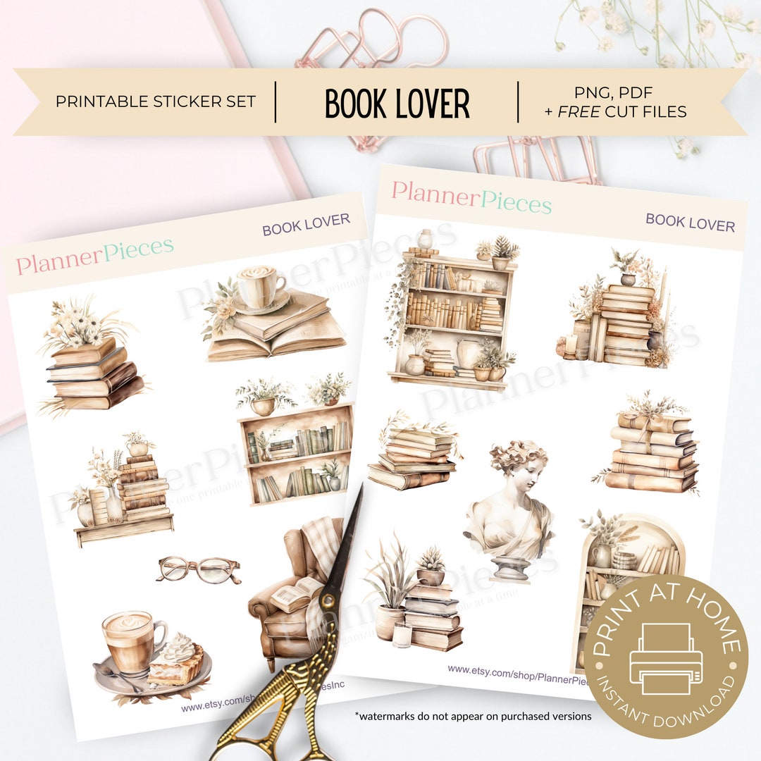 Books Reading Printable Stickers, Printable Planner Sticker, Happy ...