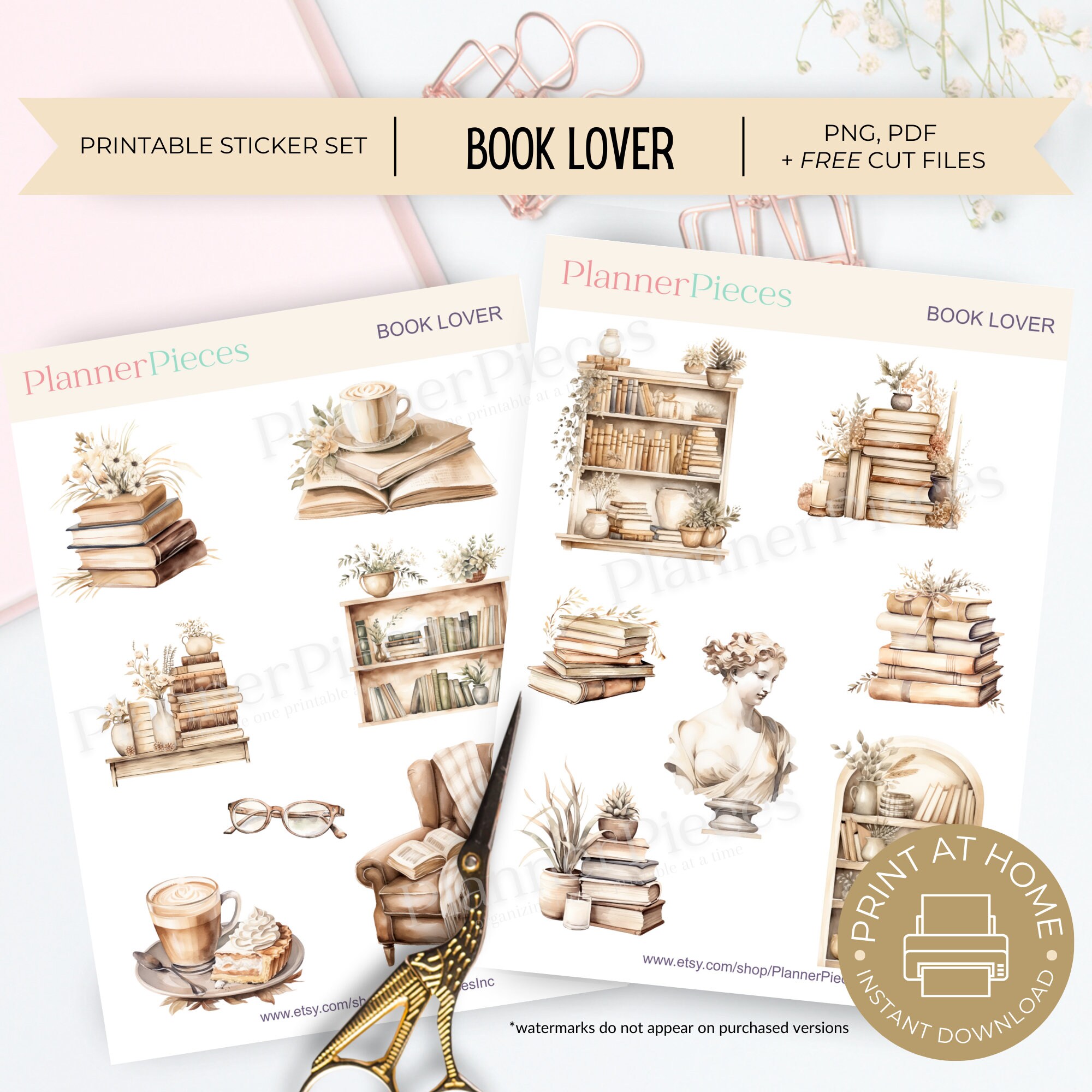 Books Reading Printable Stickers, Printable Planner Sticker, Happy ...