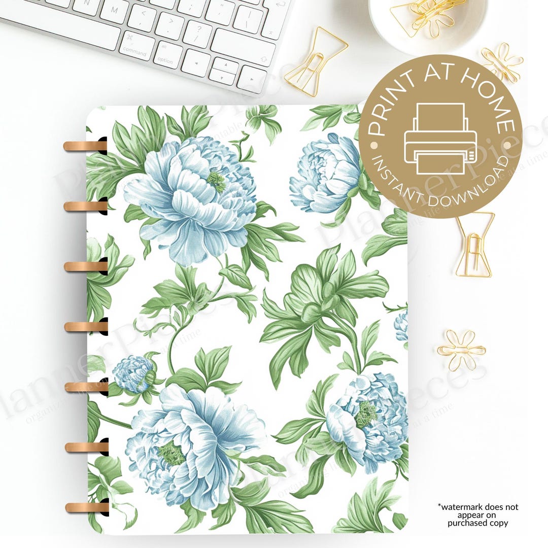 Flower Planner Cover Printable, Planner Cover for Happy Planner, Erin ...