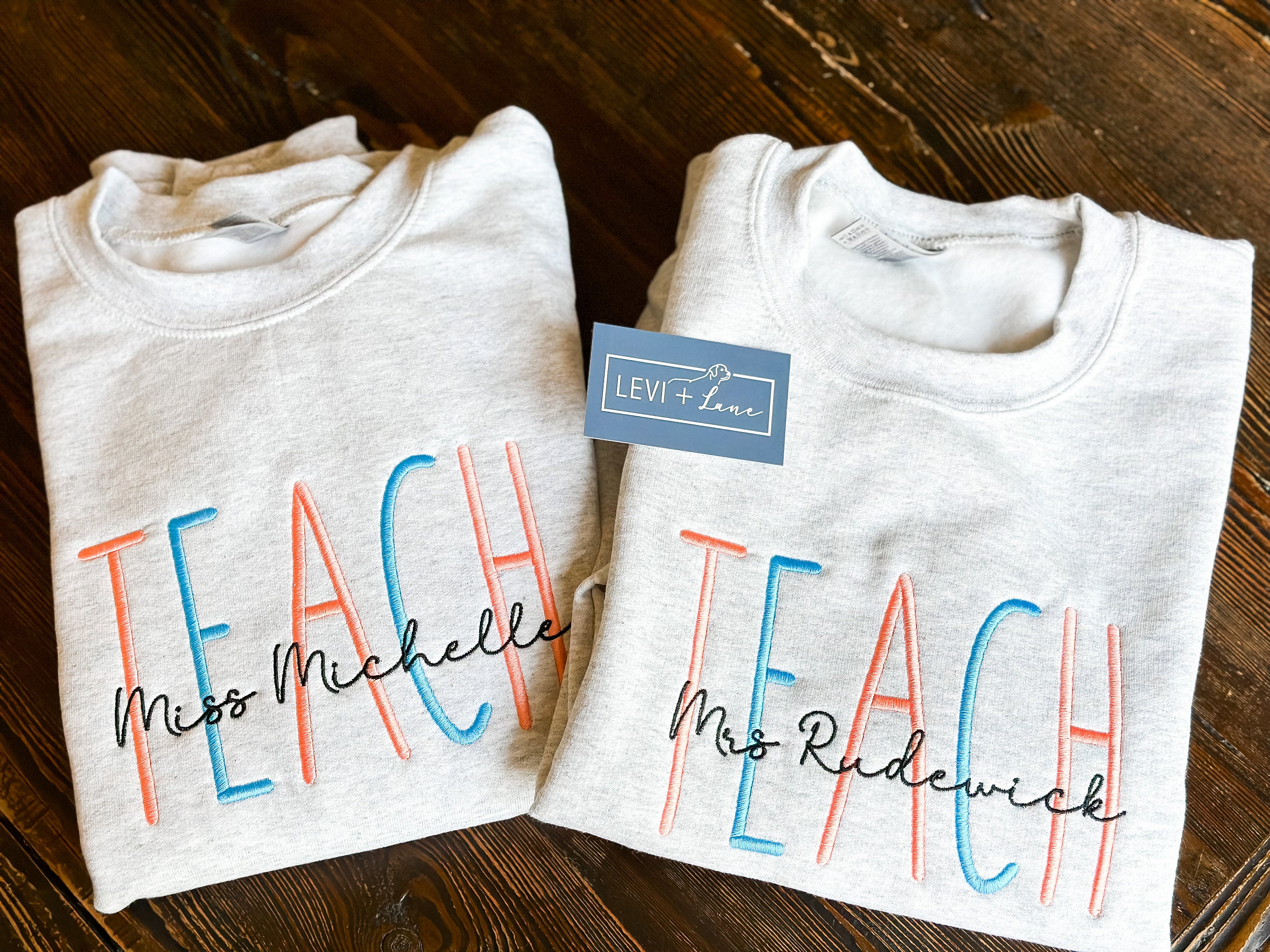 Teacher Mrs Sweater Custom Embroidered Teacher Last Name Sweatshirt