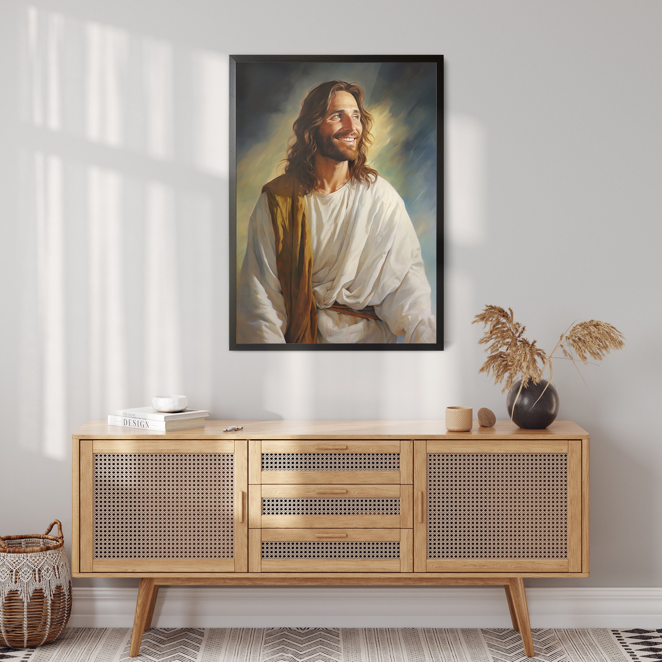 Smiling Jesus Oil Painting Jesus Wall Art Christian Wall - Etsy