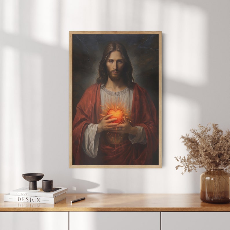 The Most Sacred Heart of Jesus Oil Painting, Jesus Wall Art, Christian ...