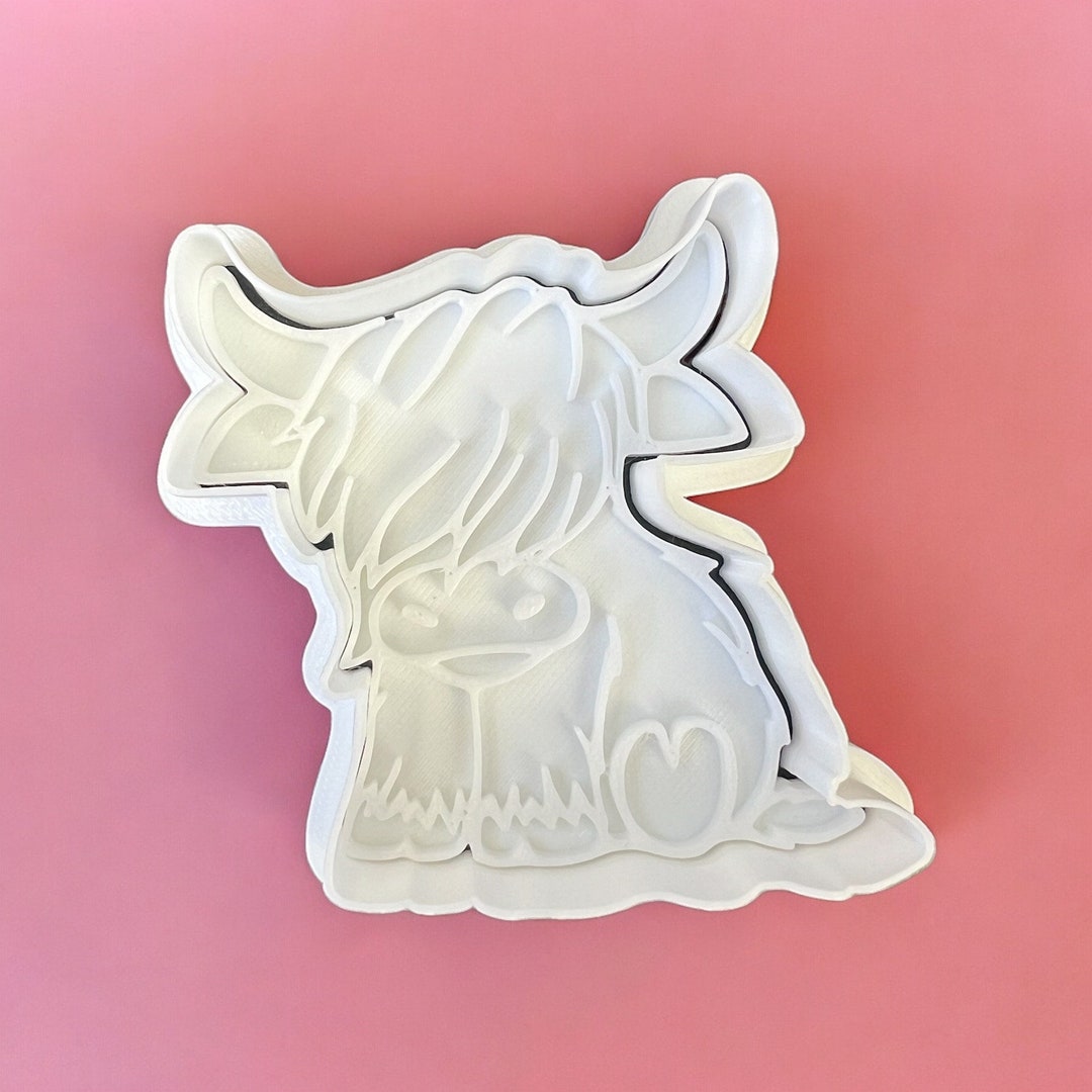 Cute Highland Cow Cookie Cutter and Embosser Set - Etsy UK