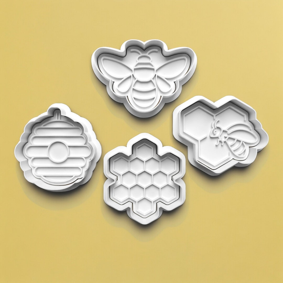 Honey-bee Cookie Cutter and Embosser Set of 4 in 7cm or 10cm Sizes ...