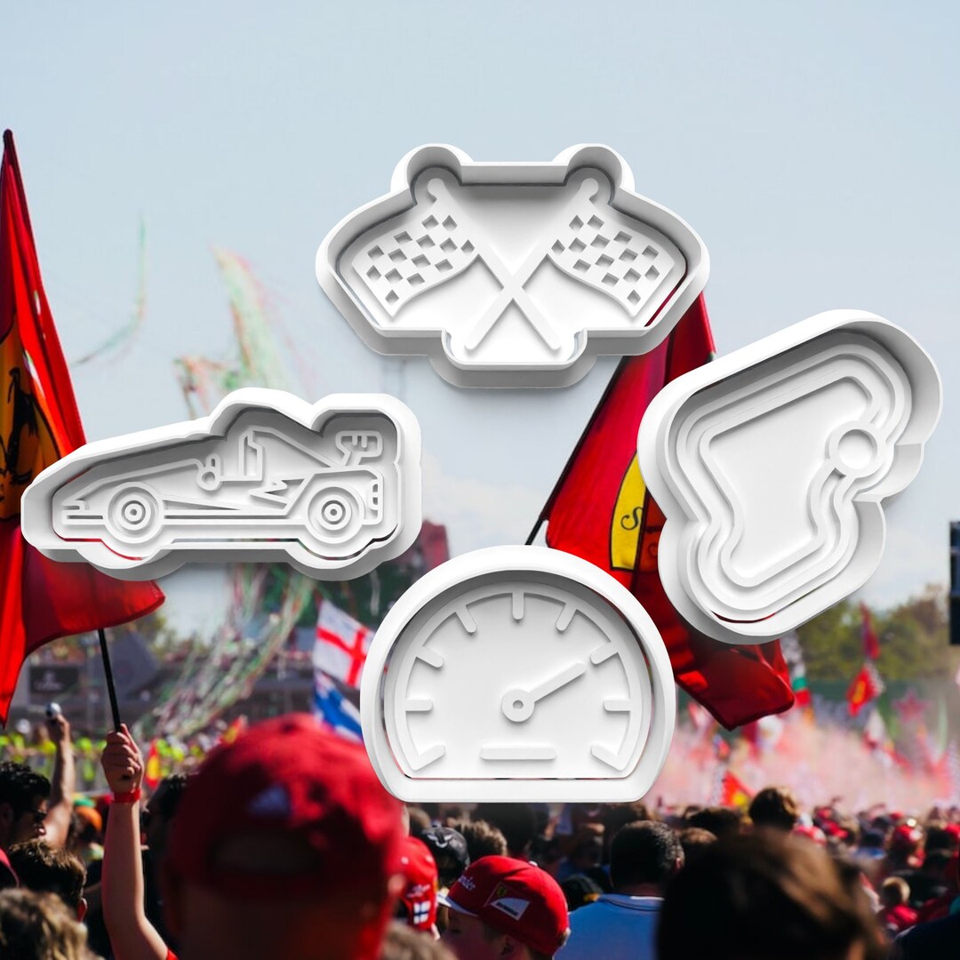 Race Car F1 Formula One Track Speedo Flag Cookie Cutter and Embosser ...