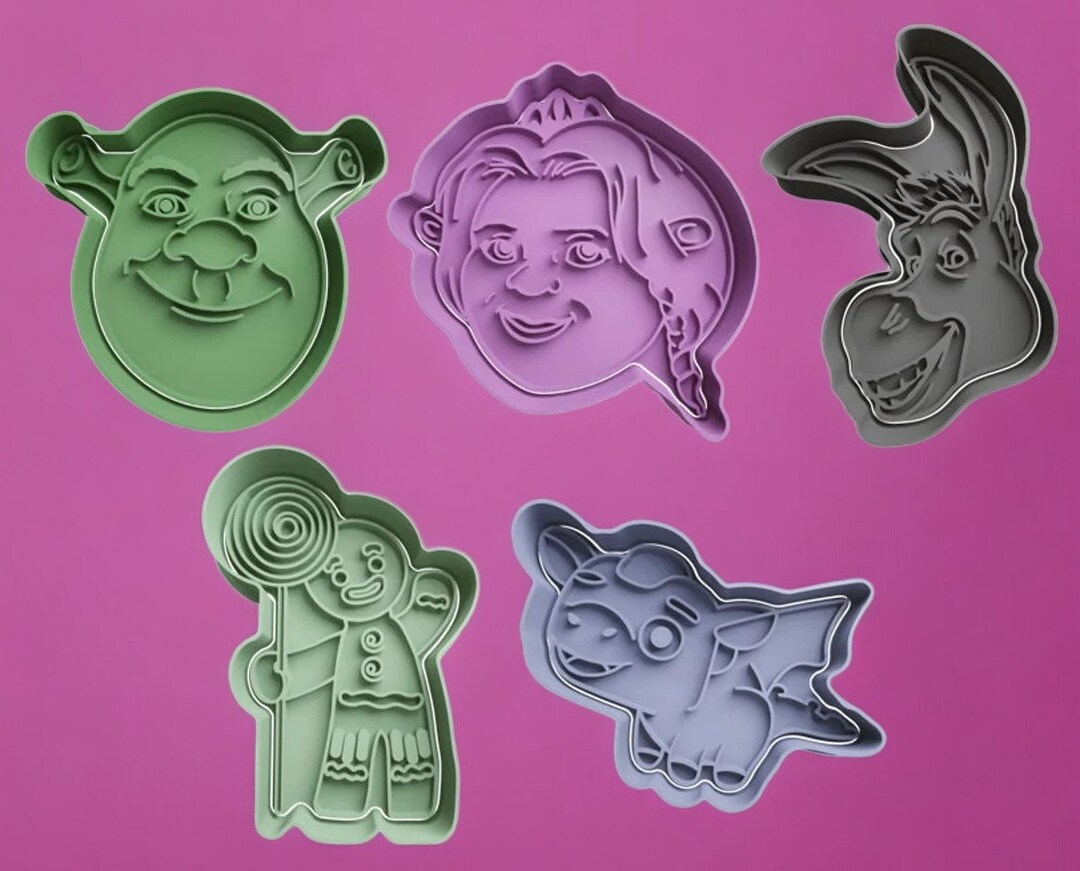 Shrek Character Heads Cookie Cutter and Embosser Stamp Complete Set ...