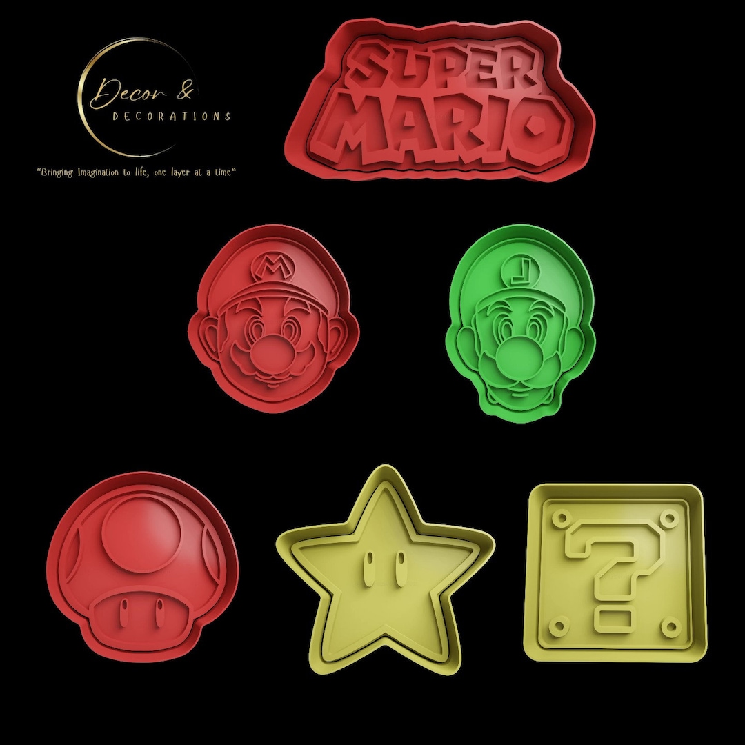 Super Mario Bros Cookie Cutter and Embosser Stamp Set 8cm - Etsy