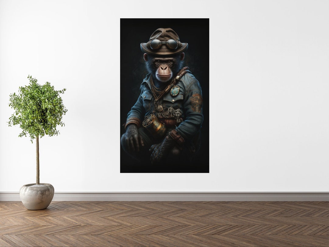 Animals in Outfit Printable Wall Art Digital Download, Monkey ...