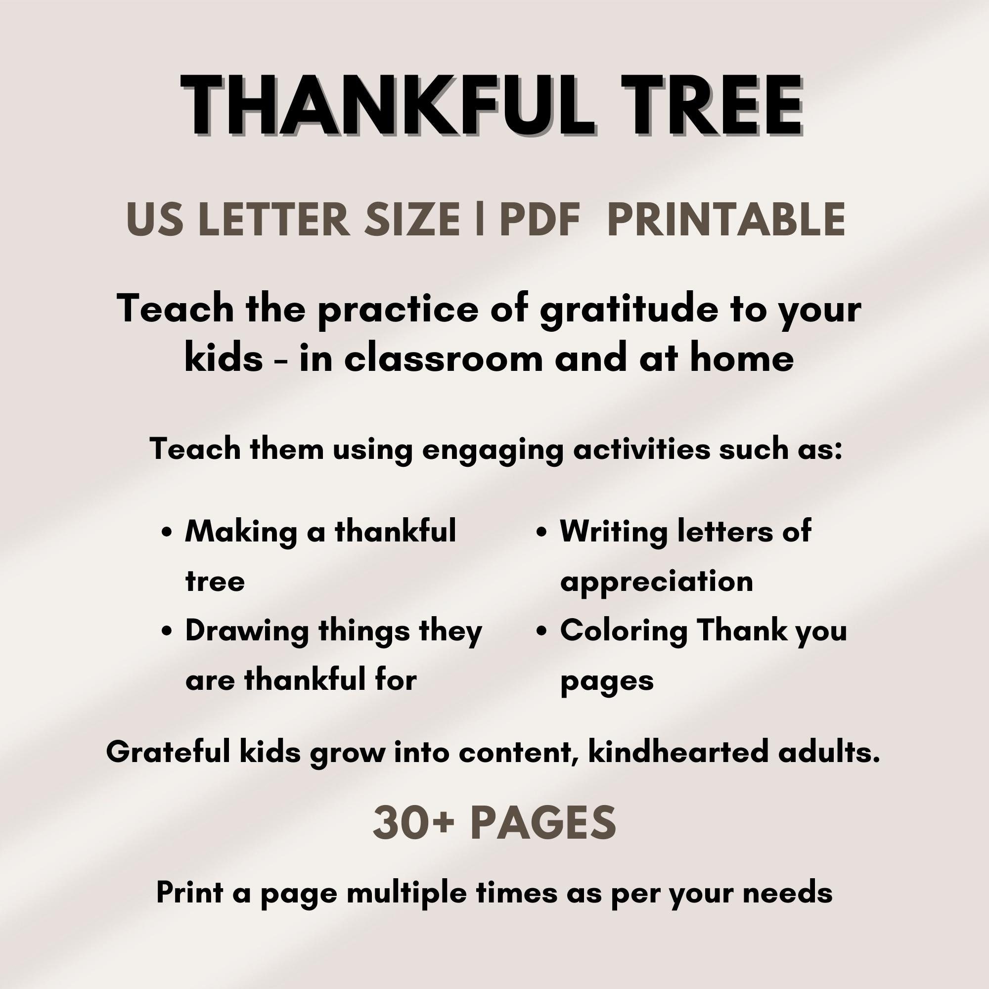 Thankful Tree for Kids Gratitude Tree Printable 30 Pages - Etsy