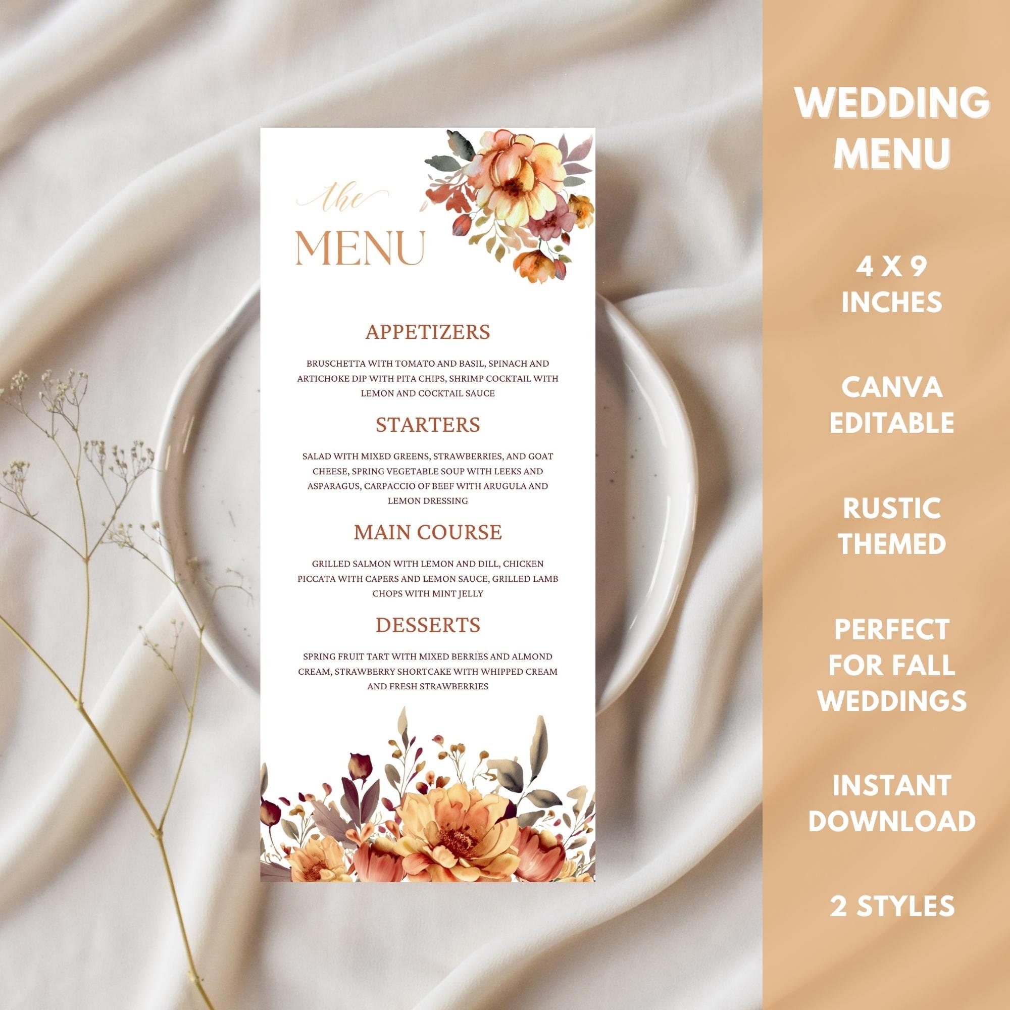 Minimalist Menu Template Modern Menu Template Watercolor - Etsy