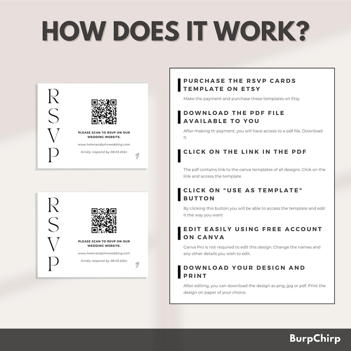 RSVP With QR Code Card Insert Digital RSVP Card Minimal and - Etsy