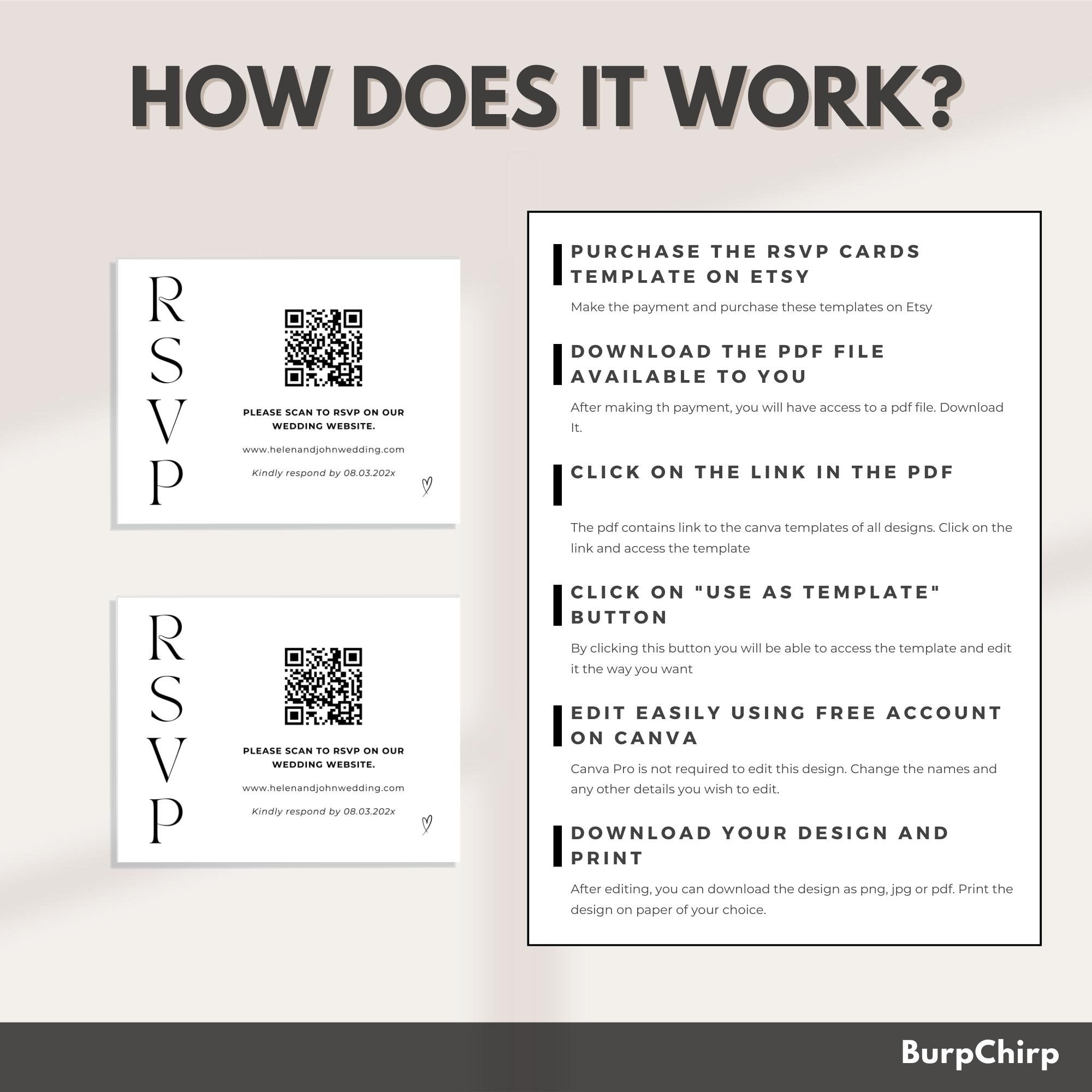 RSVP With QR Code Card Insert, Digital RSVP Card – Minimal and Modern ...