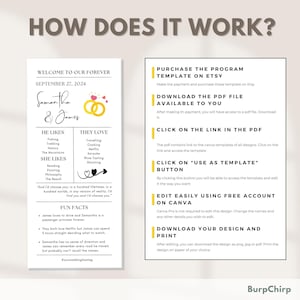 Elegant Program for Welcome Bag and Guest Tables, Wedding Ceremony ...