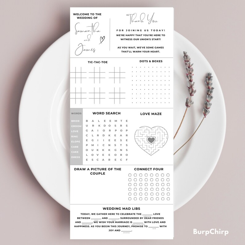 Wedding Table Games | Wedding Games for Reception – Canva Editable ...