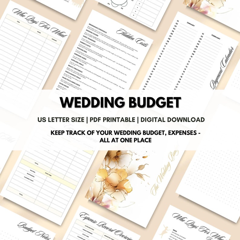 Wedding Budget Planner Template and Tracker Digital Wedding Planner PDF ...