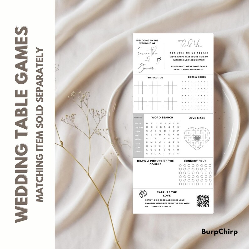 Wedding Reception Game Set, Table Games Bundle, Bridal Shower Activity ...