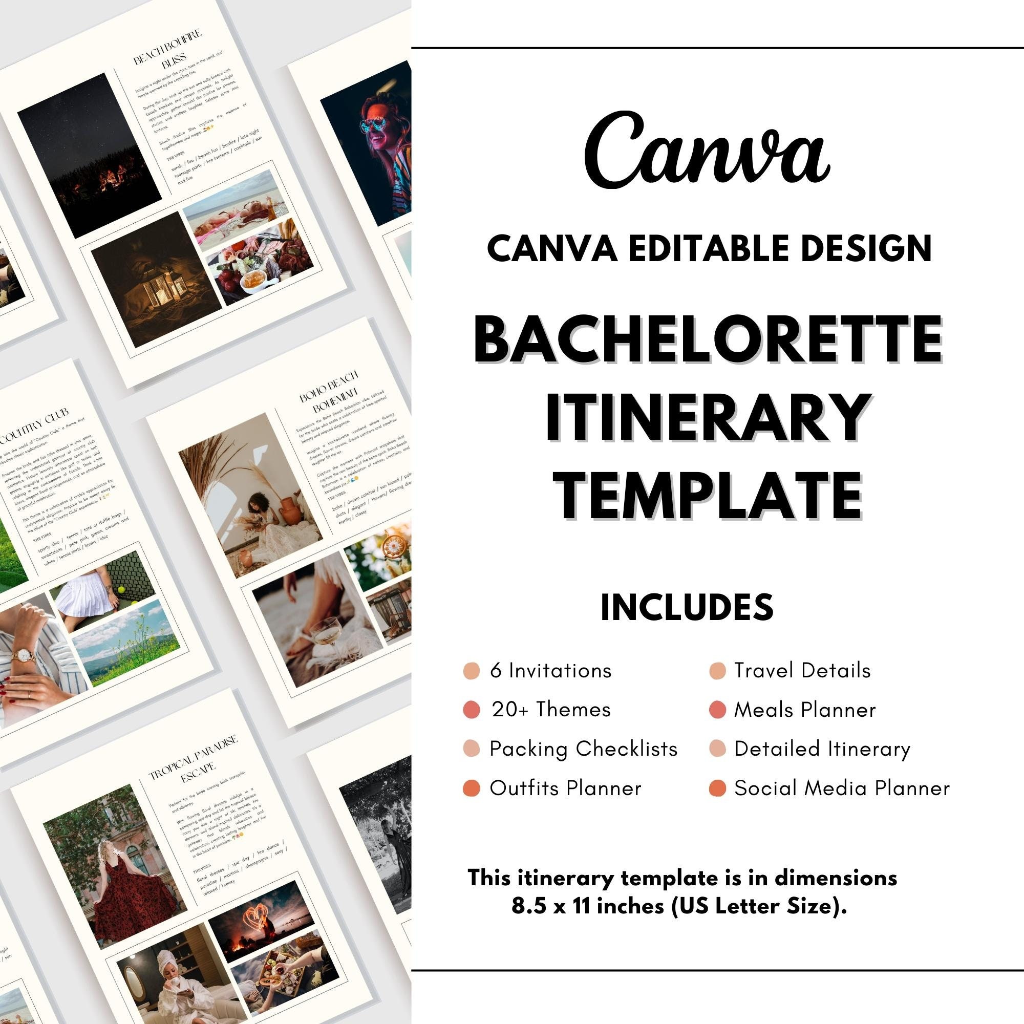 Wedding Party Invitation Itinerary, Modern Bachelorette Printable ...