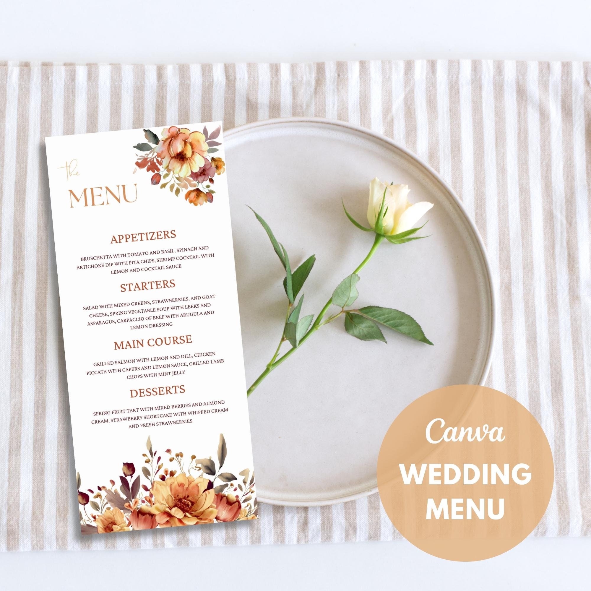 Minimalist Menu Template Modern Menu Template Watercolor - Etsy