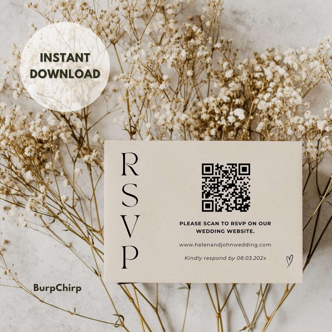 RSVP With QR Code Card Insert Digital RSVP Card Minimal and - Etsy