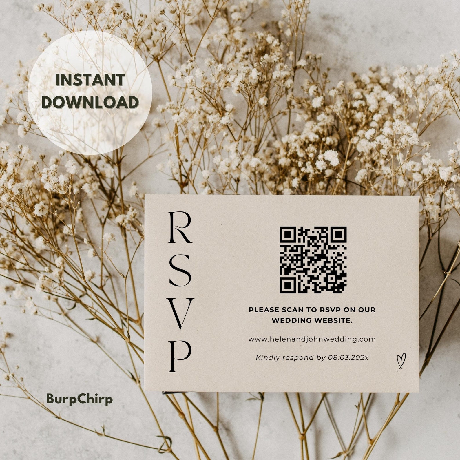 RSVP With QR Code Card Insert, Digital RSVP Card – Minimal and Modern ...