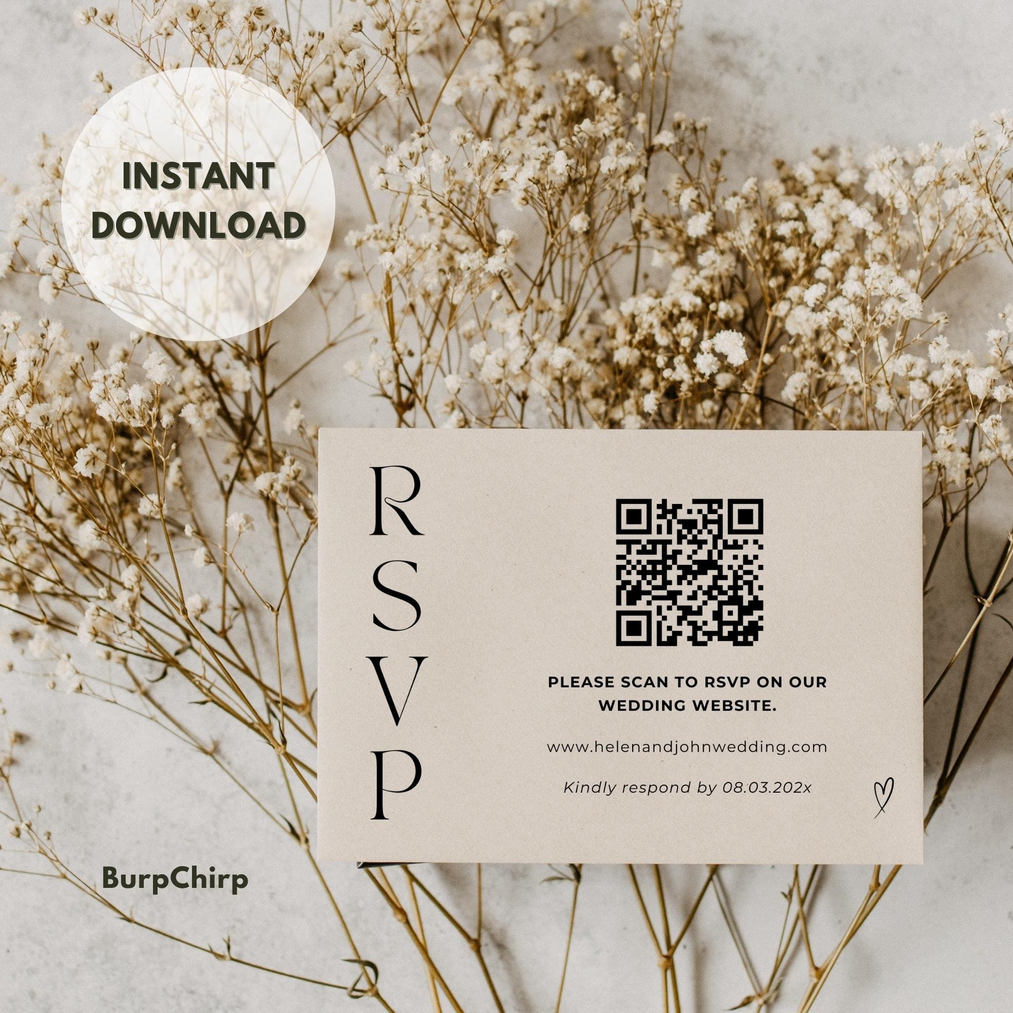 RSVP With QR Code Card Insert, Digital RSVP Card – Minimal and Modern ...