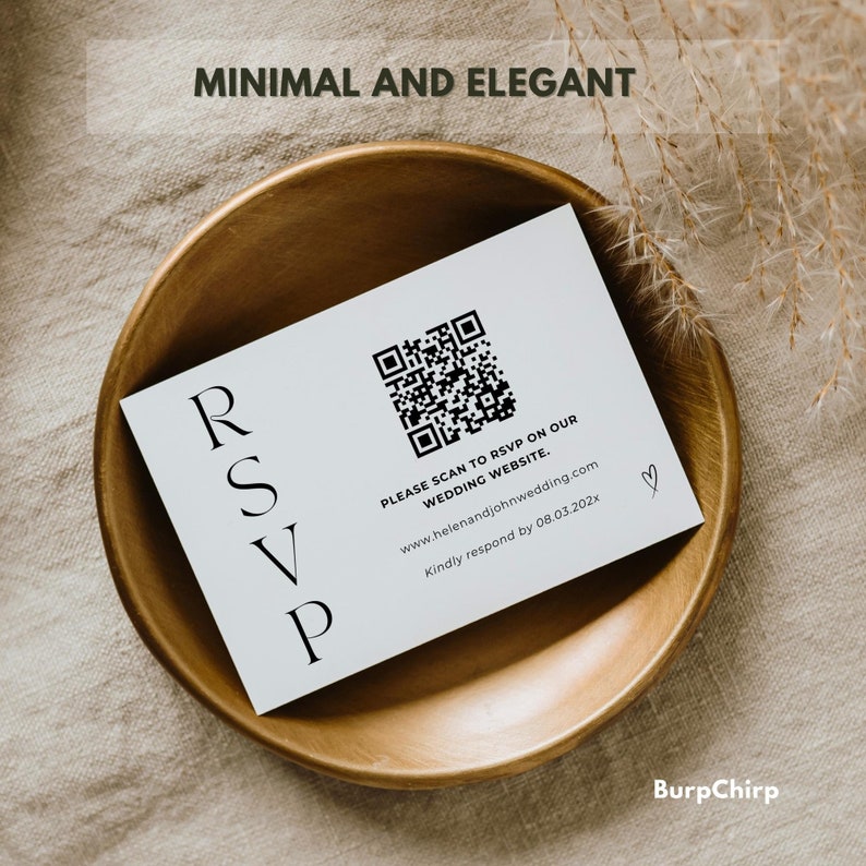 RSVP With QR Code Card Insert, Digital RSVP Card – Minimal and Modern ...