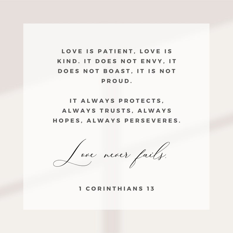 Custom Photo Wedding Favor Bookmark: 1 Corinthians 13 (editable Canva ...